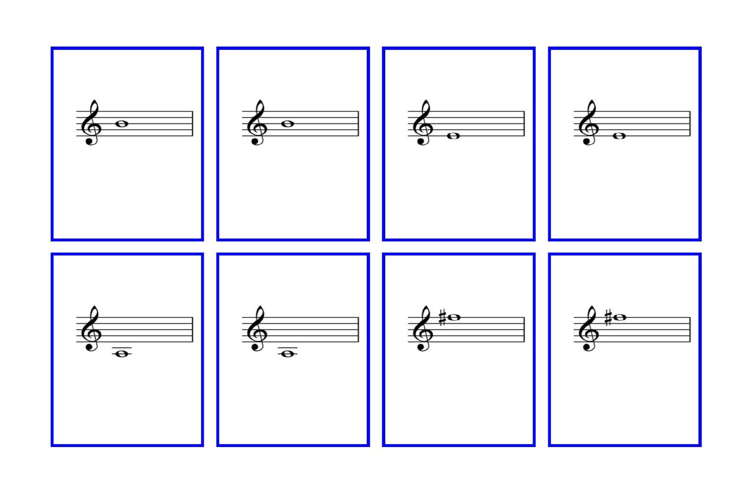 Violin Flash Cards – First Finger notes – Denley